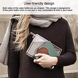 Clear Reusable Slim Flat Water Bottle 420ml - Fits in Pocket Random Corner.Transparent Portable Cup for School,Sports, Travel, Dining