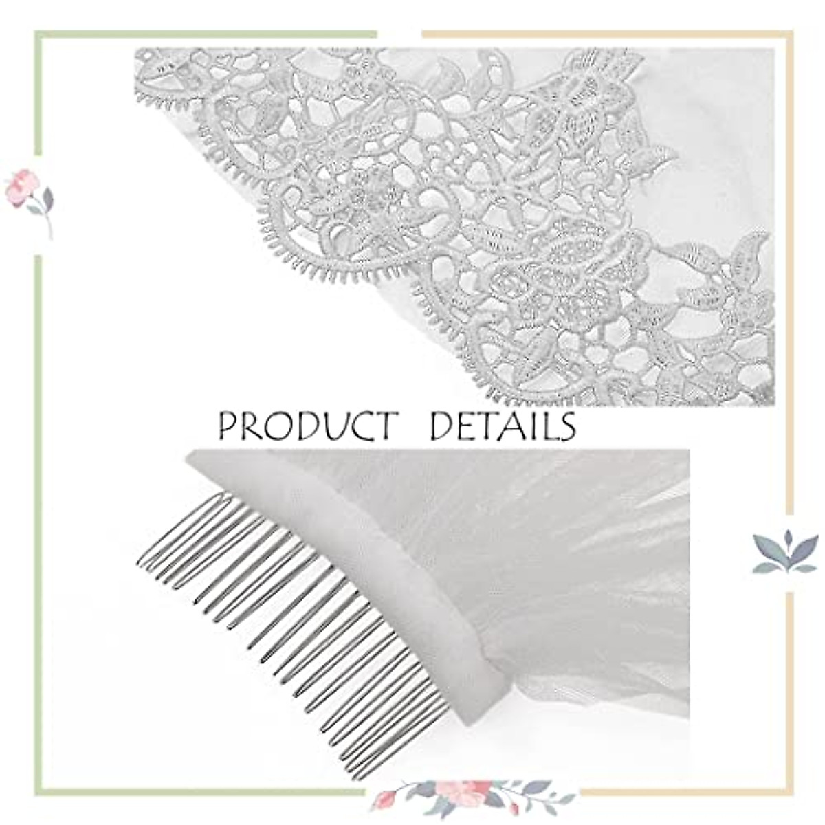 Latious Lace Wedding Bride Veils Ivory 1 Tier Floral Bridal Veil Long Tulle Veils with Comb Cathedral Veils for Brides and Women (Ivory)