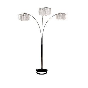 Ore International 6932 3 Light Crystal Inspirational Arch Floor Lamp, 97" x 17.5" x 19", Silver