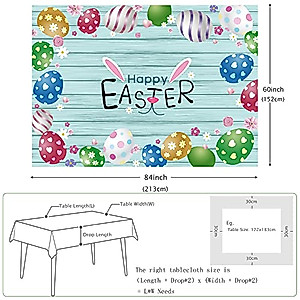 Cuteiush Easter Egg Rectangle Tablecloth Waterproof Fabric Happy Easter Table Cover 60x84inch Easter Spring Party Holiday Table Cloth Protector 60x84inch for Home Kitchen Dinning Decoration