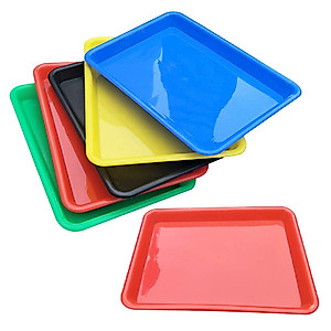 6pcs Plastic Square Plate Tray Serving Platter Plastic Storage Tray Desk Organization Art Trays for Kids Plastic Fruit Plates Serving Tray Activity Footstool Household Office