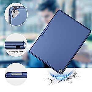 edaiser Swivel Keyboard Case for iPad 10.2 inch 9th 8th 7th, iPad Air 3rd and iPad Pro 10.5 2nd Generation: Wireless Rotatable Cover, Pencil Holder, Smart Trackpad, RGB Backlit, Metallic Blue