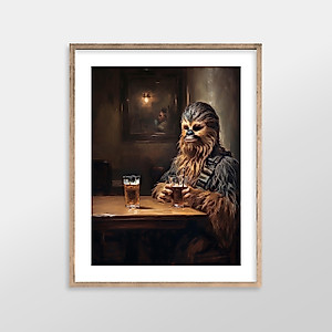 Star Wars Bar Art Prints - Premium Giclee Fine Art Print - Aesthetic Man Cave Wall Décor, Bourbon Whiskey Print Poster for Bar and Home Decor, Ready to Frame