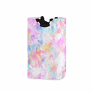 susiyo Kaleidoscope Tie Dye Print Laundry Basket Collapsible Laundry Hamper Foldable Dirty Clothes Bag Large Storage Basket with Handles for Kid Room Toy Bin Bathroom Clothing Organizer