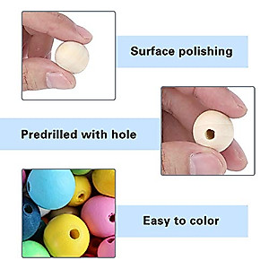 UOONY 800pcs Wooden Beads for Crafts 7 Sizes Unfinished Natural Wood Beads Wooden Beads Bulk 6mm, 8mm, 10mm, 12mm, 14mm, 16mm, 20mm Beads for Garland Macrame Jewelry Making DIY Farmhouse Decor