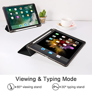 JOYLAND Pad Case Ghost Black Case for 7th/8th/9th Generation iPad Halloween Anti-Scratch Shockproof with Pencil Holder Lightweight Smart Trifold Stand Case for 10.2" iPad 2019/2020/2021