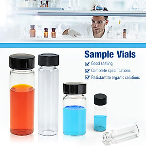 ALWSCI 1 Dram Glass Vials, Small Liquid Sample Vial, 15X45mm 4 ml Borosilicate Glass Empty Vials with Caps, 13-425 Black Screw Caps with PE Liner, Pack of 20