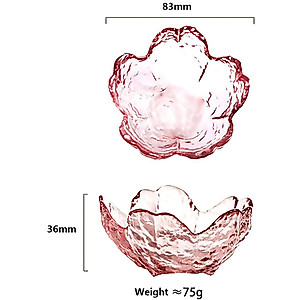 Knutat Glass Seasoning Dishes, 6 pcs Cherry-Blossom Tea Bag Holders,Pink Flower Snack Dip Bowls,Sakura Shaped Sushi Sauce Dishes Candle Holders,Glass Sakura Shape Small Seasoning Dishes Dipping Bowls