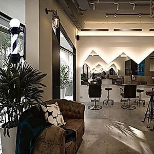 precious harvest Barber Pole 26.8 in,LED Light Source,Upper Luminous,Black and White Barbershop Rotating Light Fixture, Classic Signs for Hair Salon,Wall Mount