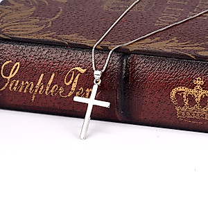 LUHE Cross Necklace Sterling Silver Simple Religious Crucifix Cross Pendant Necklace Jewelry Christmas Gifts for Women