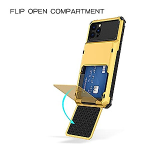 MuZiFei Galaxy S9 Plus Wallet Case Card Holder ID Slot Scratch Resistant Dual Layer Protective Bumper Rugged TPU Rubber Armor Hard Shell Cover Phone Cases for Samsung Galaxy S9+ Plus,Yellow