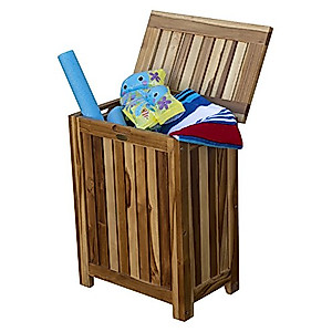 Decoteak H-004 Teak Solid Hamper, Brown
