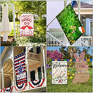 28 x 40'' Seasonal Garden Flags 8 Pack Large Holiday Yard Flags Valentines Garden Flags Double Sided Seasonal Lawn Flags Polyester Festive Outdoor Flag Set for Seasons Holiday Outside Decor (Cute)