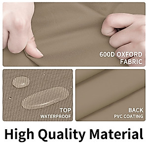Easy-Going 600D Heavy Duty Patio Furniture Cover, Outdoor Rectangular Table and Chair Set Cover, Waterproof Outdoor Sectional Set Cover (110" L x 84" W x 28" H, Camel)