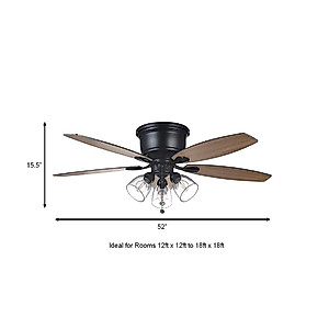 Stoneridge 52 in. Matte Black Hugger LED Ceiling Fan with Light Kit