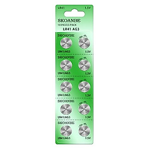 SKOANBE 10PCS LR41 392 384 192 AG3 SR41 1.5V Button Coin Cell Battery