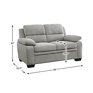 Lexicon Holleman 58" Polyester Fabric Loveseat with Exposed Legs in Light Gray