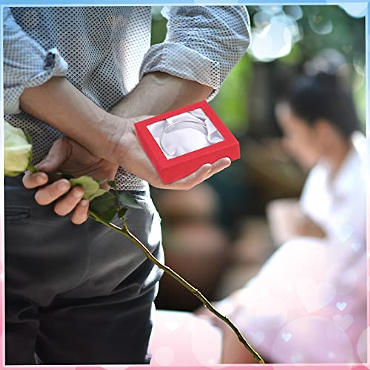 Tuanse 24 Pcs Square Cardboard Jewelry Gift Box 3.5 x 3.5 x 0.8 inches Jewelry Boxes Bulk with Clear Lid for Bracelet Packaging Boxes Earring Ring Necklace Pendant Jewelry Display Storage, 4 Colors