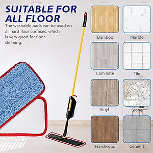 Microfiber Mop Pads for Rubbermaid Commercial 18 Inch Mop and 17 Inch Mop - 8 Pack Reusable Wet & Dry Cleaning Mop Head Replacement Refills Fit for Any Microfiber Flat Mop System 18" and 17"
