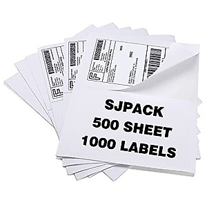 SJPACK 1000 Half Sheet Self Adhesive Shipping Labels 8.5" x 5.5" Address Labels for Laser & Inkjet Printers