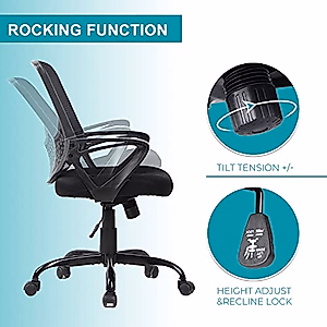 Office Chair, Ergonomic Home Desk Chair Mid Back Mesh Chair Rolling Swivel Computer Chair with Lumbar Support