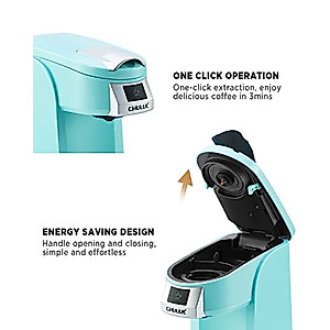 CHULUX Upgrade Single Serve Coffee Maker for K CUP, Mini Coffee Maker Single Cup 5-12oz Coffee Brewer, 3 in 1 Coffee Machine for K Cups Pod Capsule Ground Coffee Tea, One Touch Fast Brewing in Minutes