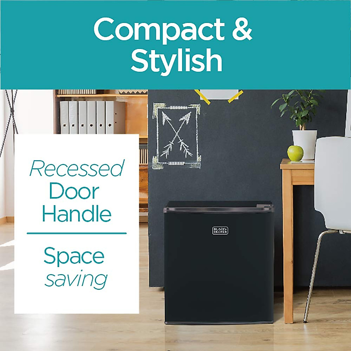 BLACK+DECKER BCRK17B Compact Refrigerator Energy Star Single Door Mini Fridge with Freezer, 1.7 Cubic Feet, Black & Farberware Countertop Microwave 700 Watts, 0.7 cu ft - Microwave Oven With LED