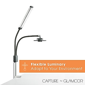 Glamcor Capture LED Light Kit with Smartphone Mount and Table Clamp