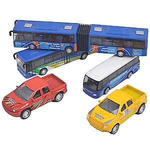 Ailejia Die Cast Metal Toy Cars Set of 5, New York City Bus and Vehicle for Boys Girls Birthday Gift