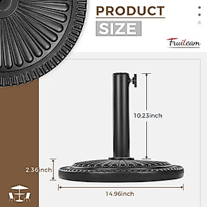FRUITEAM 23-lbs Round Patio Umbrella Base Pre-Filled Umbrella Stand 15" Sun-Flower-Pattern Heavy Duty Market Umbrella Base Stand for Patio, Outdoor, Swimming Pool, Black