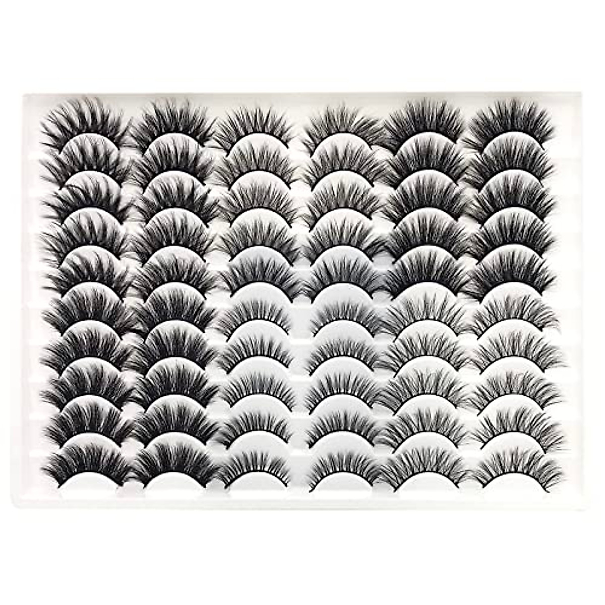 30 Pairs 20MM False Eyelashes pestañas Wholesale 6 Styles Mixed Lashes 3D Fluffy Volume Dramatic Faux Mink Eyelashes Pack（303）