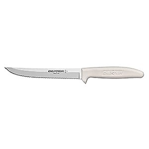 Dexter-Russell Sani-Safe S156SC-PCP 6" White Scalloped Utility Knife with Polypropylene Handle, Model:092187133039