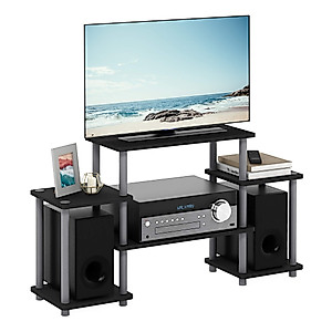 Furinno Turn-N-Tube No Tools Entertainment TV Stands, Black/Grey