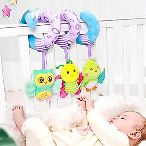 Caterbee Car Seat Toys, Baby Activity Spiral Plush Stroller bar Toy Accessories, Hangings pram Toy, Crib Toys with Bell for boy or Girl (style03)