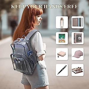 PACKISM Clear Backpack - Large Clear Backpacks Heavy Duty Transparent Backpack, See Through Backpack Clear Bookbag for Student, School, Work, Travel, Black(for age 12 above)