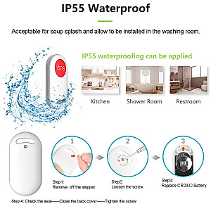 Caregiver Pager Wireless Call Button System Personal Alert Panic Button for Home Elderly Nurses Calling System with Pager and Emergency Button (1Receiver+1Button)