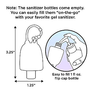 ABG Accessories Girls 3-Pack Kids Face Mask and Hand Sanitizer Holder Keychain (Flip Cap Reusable Empty Bottles) Age3-7, Unicorn Design, 6 Piece Set