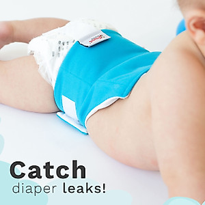 BABY BLOWOUT BLOCKER Diaper Extender - Blue, Size 1: 13-18 Inches Waist| Washable & Reusable Diaper Extension for Disposable Diapers and Cloth Diapers | Leakproof Diaper Cover to Catch Diaper Blowout