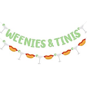 Generic Weenies & Tinis Banner, Martini Themed Party Decorations, Hot Dog Martini Bar Bachelorette Party Decorations, Margarita Birthday Decorations Supplies, Green