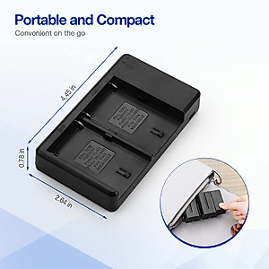 Powerextra 2pack Replacement sony NP-F550 Battery and Dual USB Charger Compatible with Sony NP F970,F930, F750, F570, F550 F530, F330, CCD-SC55, TR910, TR917, CN160, CN-216 Battery LED Light and More