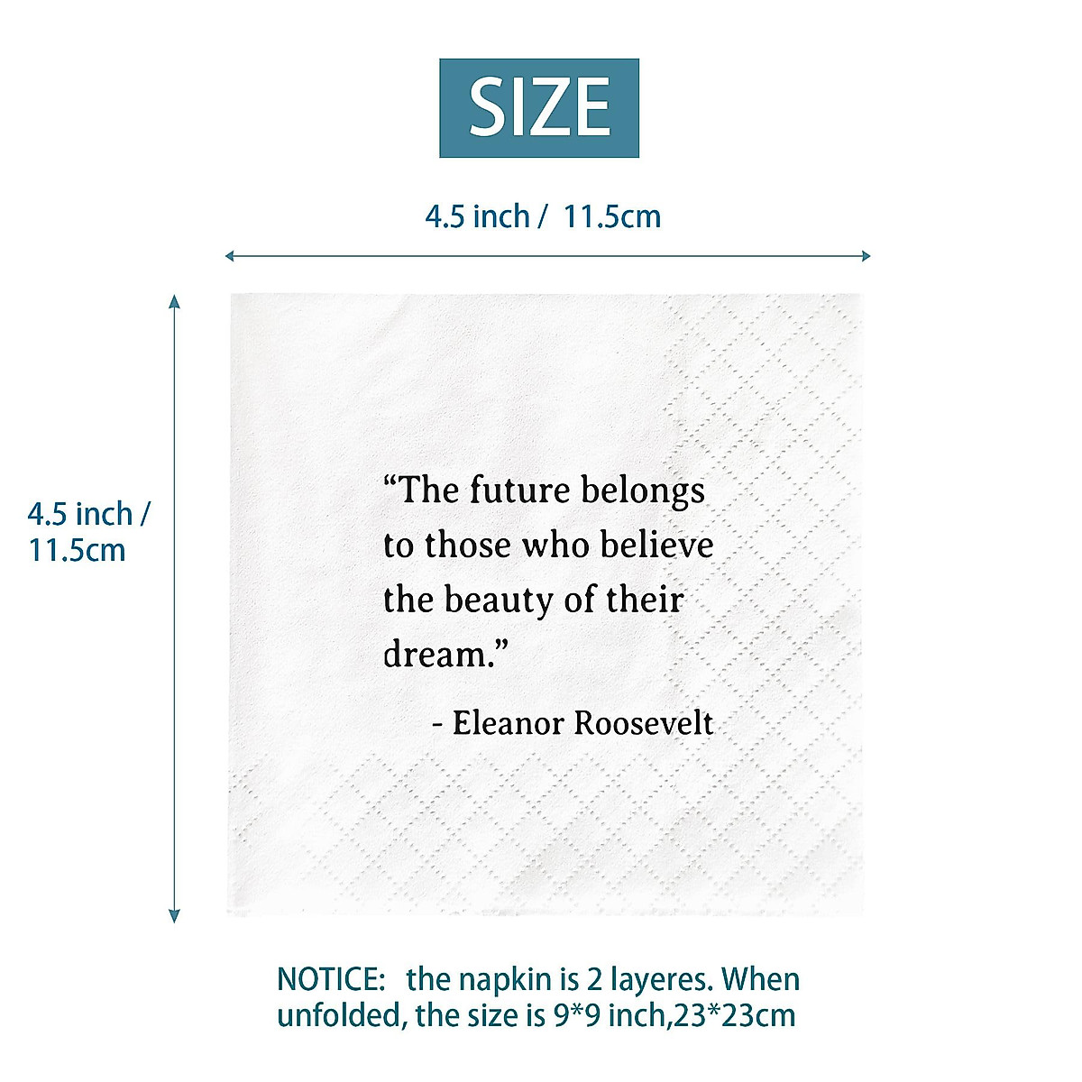 Joyiou Inspirational Quotes Napkins, Graduation Birthday Holidays Party Supplies Favors Gifts Decorations, 50-Pack Disposable Napkins for Cake Dessert Berverage Table, 4.5 x 4.5 inches 2-Ply