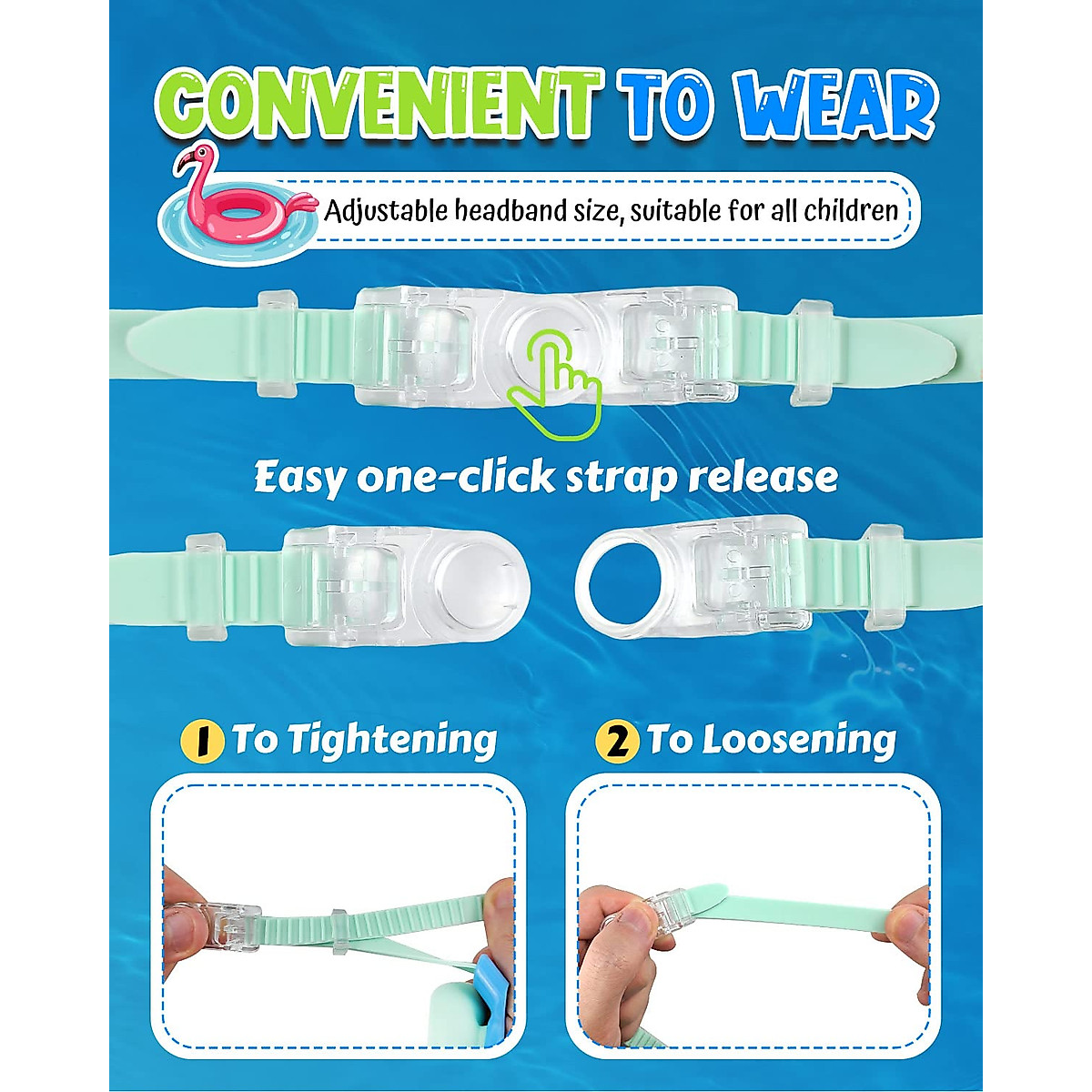 Rantizon Kids Swim Goggles 2 Pack, Wide View Swimming Goggles for Child 3-15, Anti Fog&UV No Leaking Goggles for Boys Girls