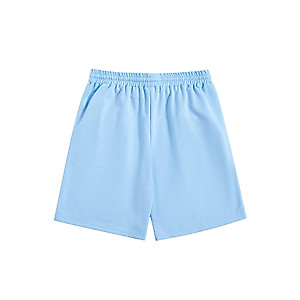 GORGLITTER Men's Letter Graphic Track Shorts Drawstring Waist Summer Workout Shorts Blue Small