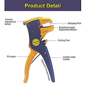 VCELINK Automatic Wire Stripper and Cutter, Professional 2 in 1 Adjustable Electrical Cable Wire Stripping Tool&Eagle Nose Pliers (7-Inch)