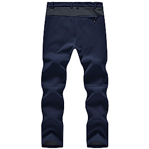 TBMPOY Men's Snow Ski Waterproof Softshell Snowboard Pants Outdoor Hiking Fleece Lined Wear Resistant Windproof Navy 34