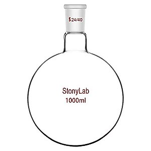 StonyLab 1000ml Glass Single Neck Round Bottom Flask RBF, with 24/40 Standard Taper Outer Joint - 1L (1 Liter)