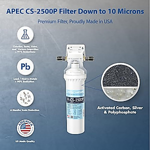 APEC Water Systems CS-2500P Ultra High Capacity Undersink Water Filtration System Plus Scale Inhibitor Premium Quality US Made Filter