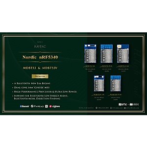 MDBT53-P1M Nordic nRF5340 Dual Core PCB ANT 48 GPIO Bluetooth Module BT5.2 FCC IC CE Telec KC SRRC (3pcs Pak)