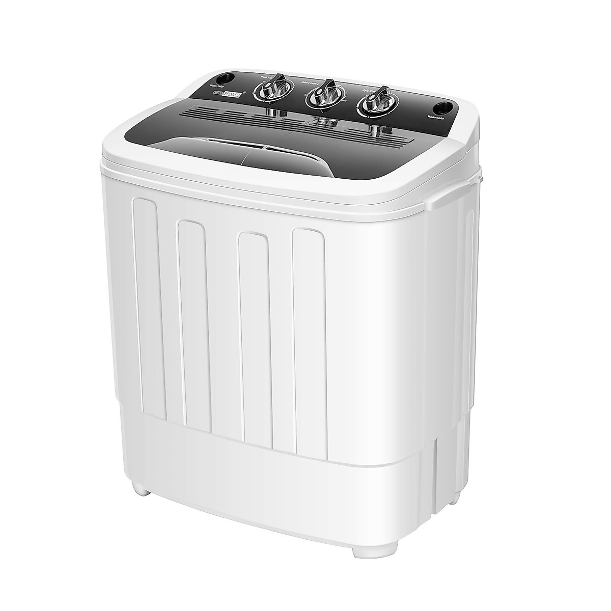 VIVOHOME Electric Portable 2 in 1 Twin Tub Mini Laundry Washer and Spin Dryer Combo Washing Machine with Drain Hose for Apartments 13.5lbs Black & White