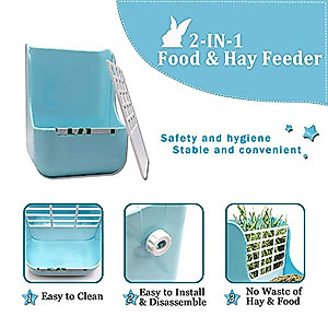 LLSPET 3-in-1 Guinea Pig Hay Feeder Water Bottle Nail Scissors Set, Pets Feeding Kit for Small Animals Bunny Chinchilla Guinea Pig Rabbit, 250ml Rabbit Water Bottle No Drip, Double Use Rabbit Feeder